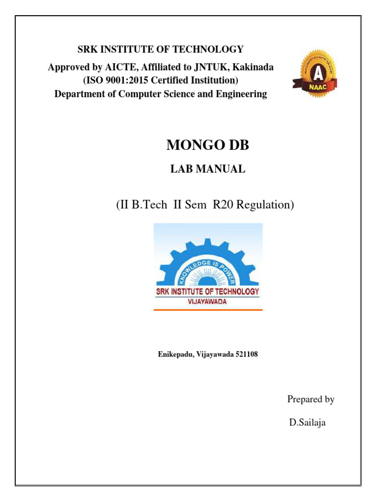 MongoDB Lab Manual for B.Tech Students | PDF | No Sql | Relational Database