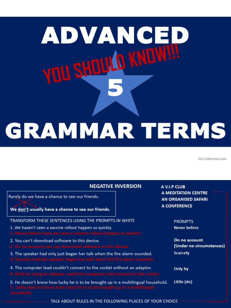 Grammar Conversation Advanced | PDF | Syntax | Grammar