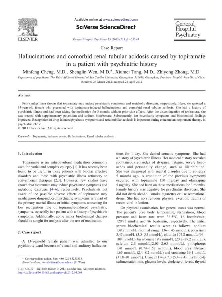 Topiramate-Induced Hallucinations | PDF | Psychiatry | Mental Disorder