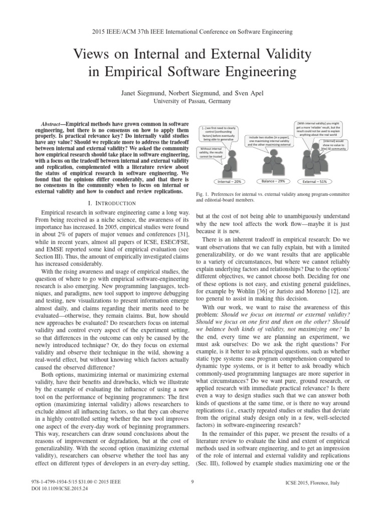 Views On Internal and External Validity in Empirical Software Engineering | PDF | Validity ...