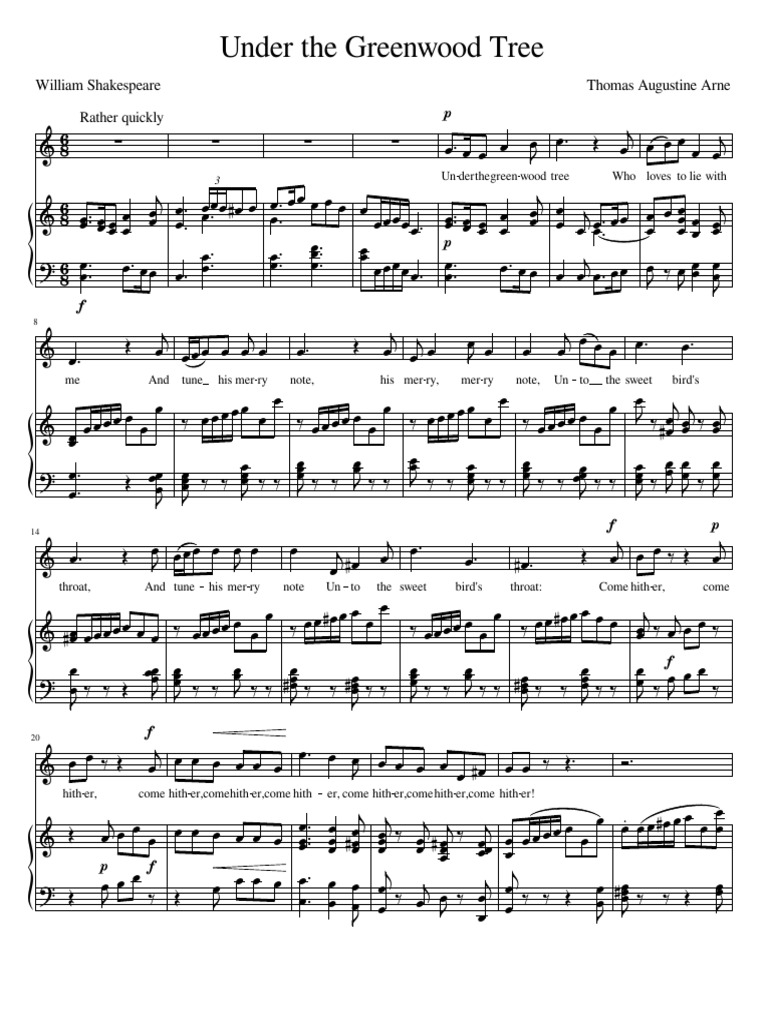 ARne Under - The - Greenwood - Tree C Major | PDF
