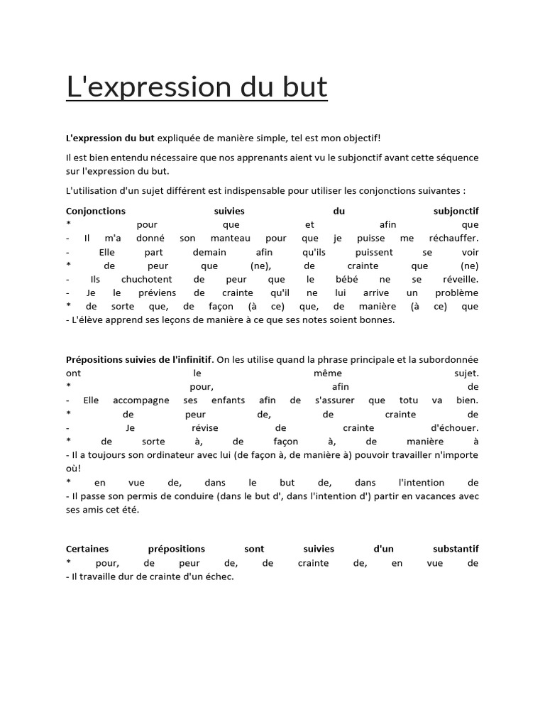 Comprendre l'expression du but | PDF | Arts du langage et discipline