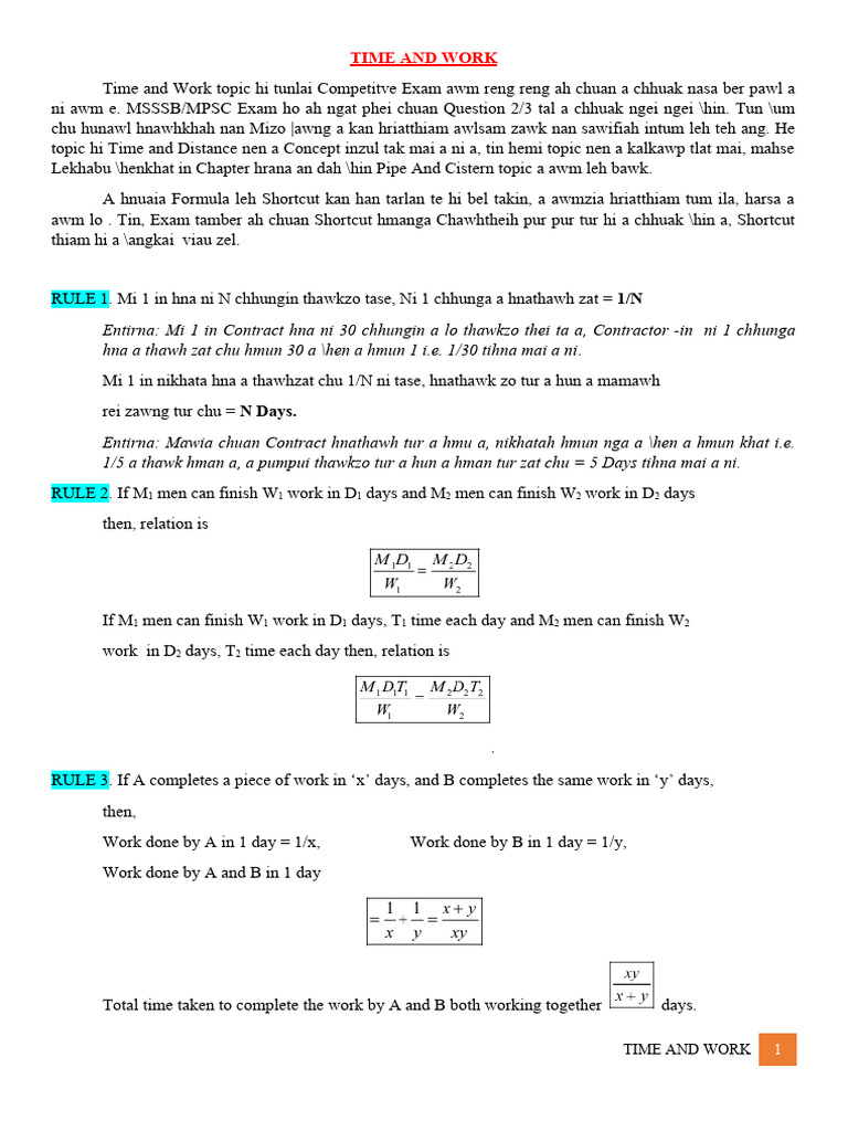 Time and Work | PDF | Arithmetic | Numbers