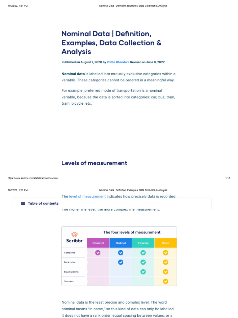 01 Nominal Data | PDF | Level Of Measurement | Chi Squared Test