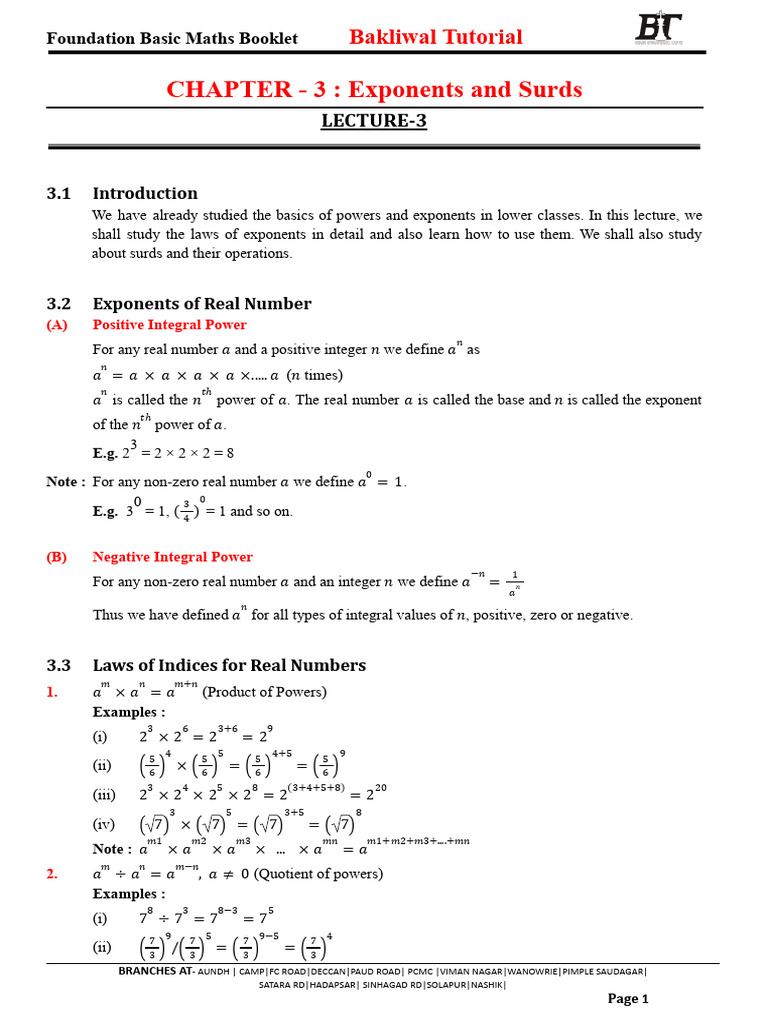 Math Revision | PDF | Exponentiation | Numbers