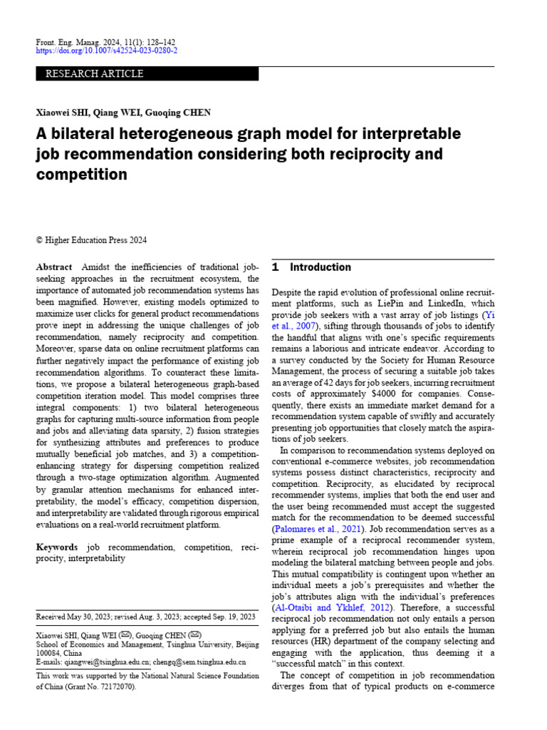 A Bilateral Heterogeneous Graph Model For Interpretable Job ...