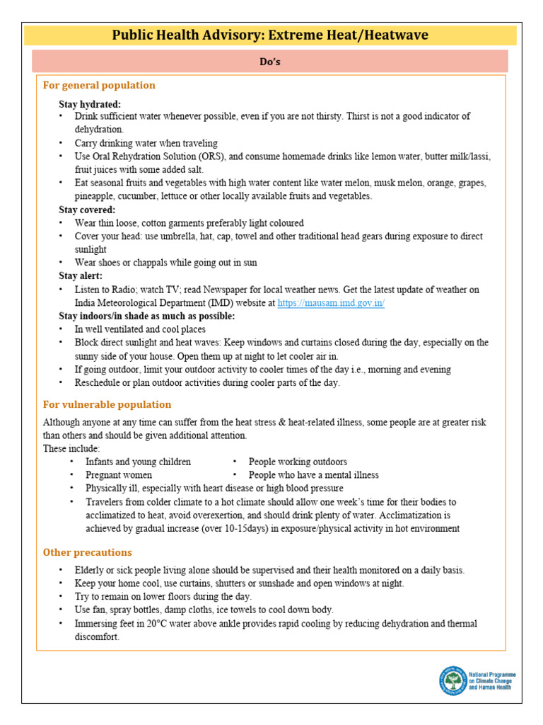 Extreme Heat Advisory & Safety Tips | PDF | Hyperthermia | Clinical ...