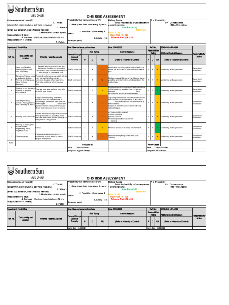 Risk Assessment Sheet - New and Expectant Mothers | Download Free PDF ...