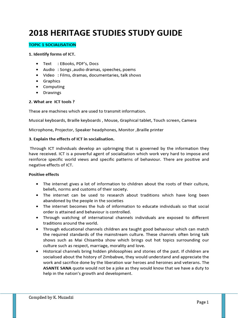 2018 Heritage Studies Study Guide-1 | PDF | Zimbabwe | Marriage