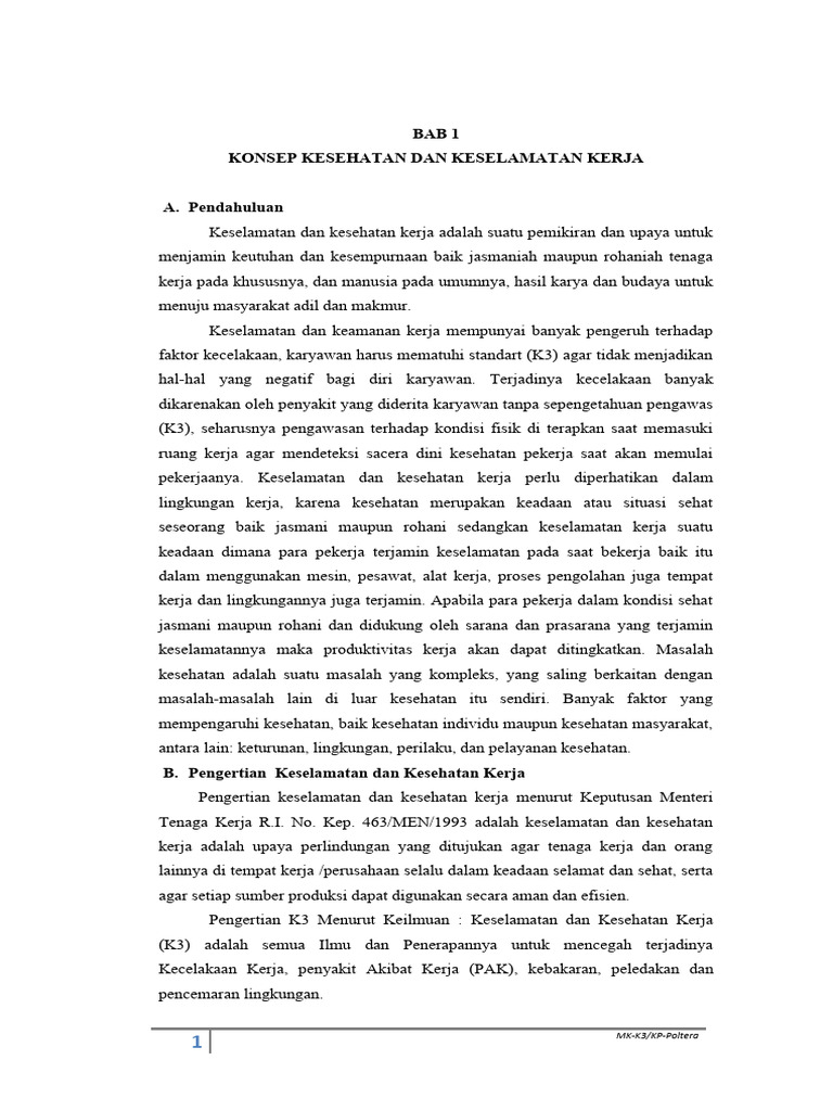 Bab 1 Konsep Dasar k3 | PDF