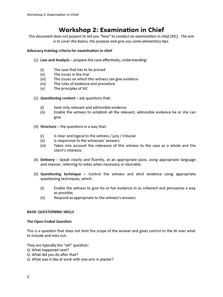 Conducting Effective Examination in Chief | PDF | Question | Witness