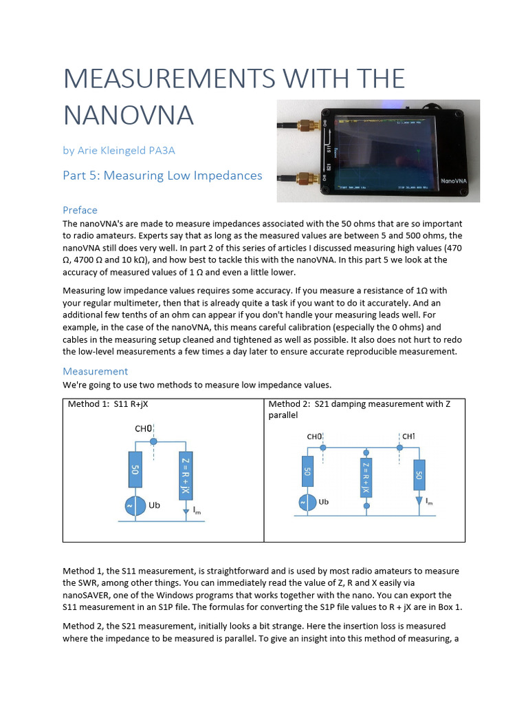 Measurements-with-the-nanoVNA-Part-5-Measuring-Low-Impedances | PDF | Electrical Resistance And ...