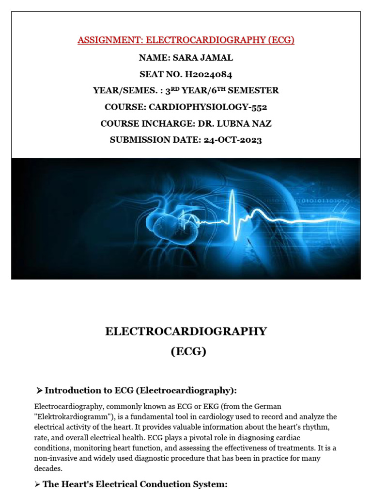 Cardio Assignment on Electrocardiography(ECG) | PDF ...
