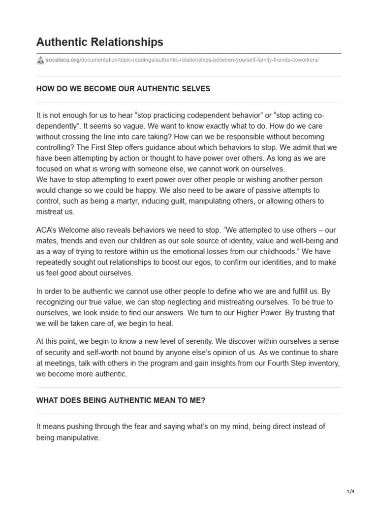 Authentic Relationships | PDF | Happiness | Identity (Social Science)