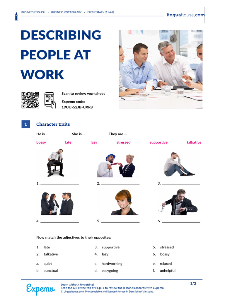 Describing People at Work | PDF | Syntax | Linguistics
