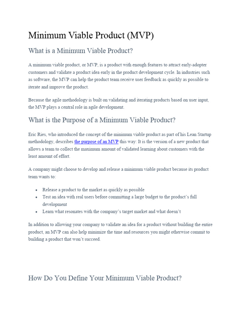 What Is A Minimum Viable Product? | PDF