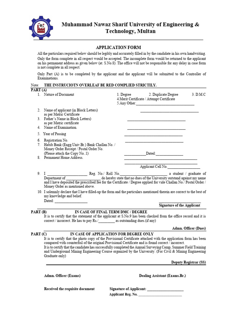 DMC Certificate Application Form | PDF | Career & Growth | Finance ...