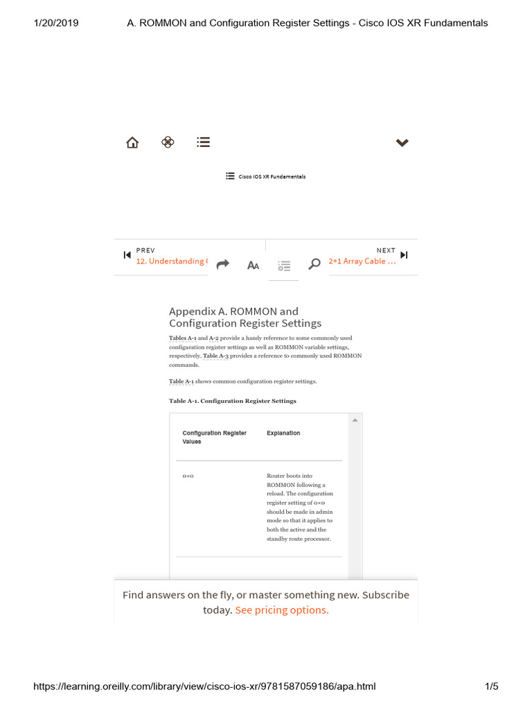 A. ROMMON and Configuration Register Settings | PDF | Computing | Computer Architecture