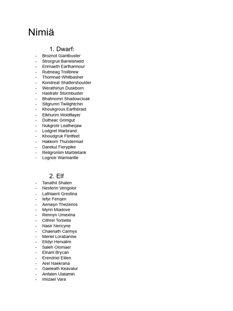 DND Names | PDF