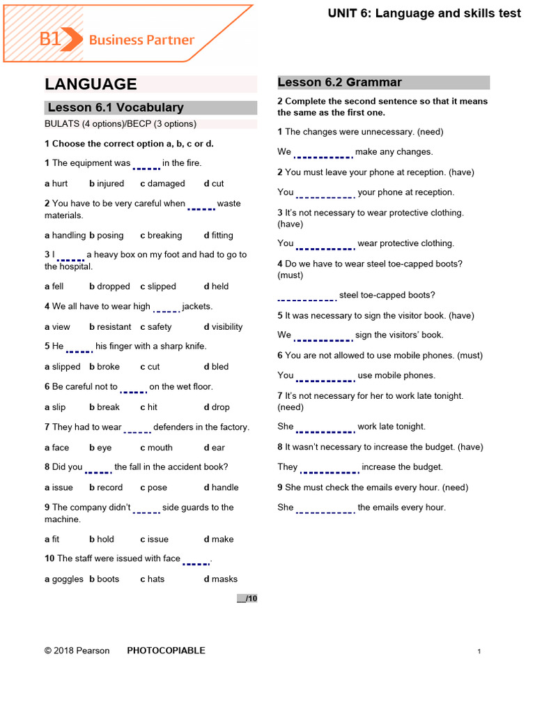 BP B1 Tests Unit6 | PDF