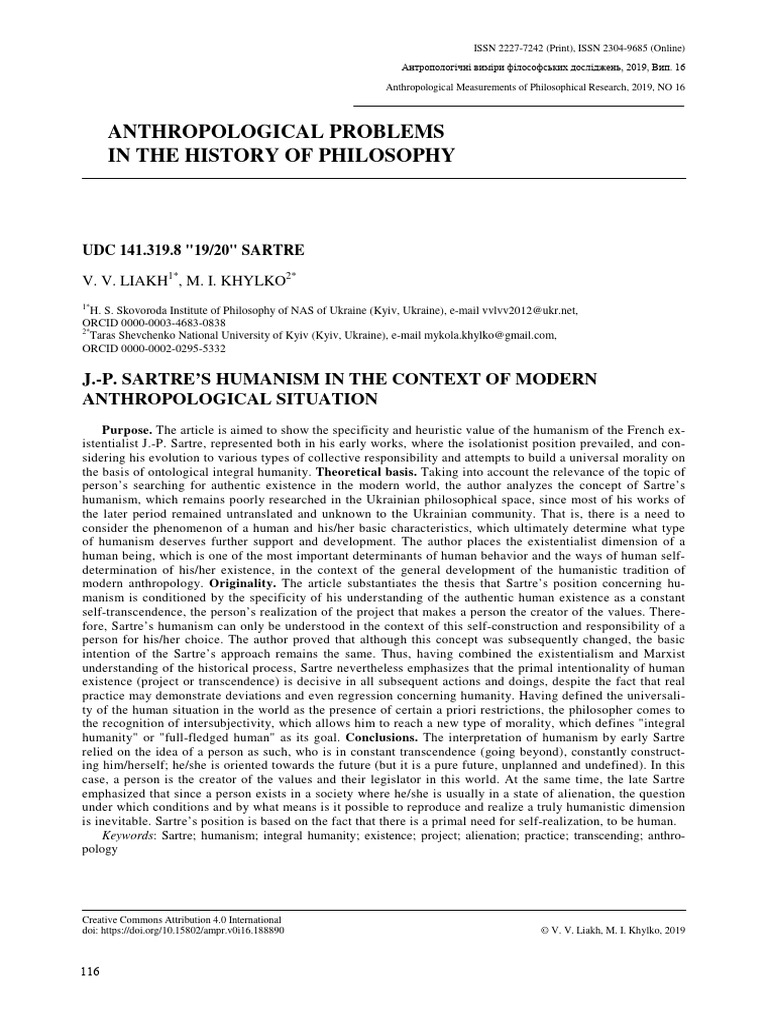 Sartre's Humanism in Modern Anthropology | PDF | Existentialism | Humanism