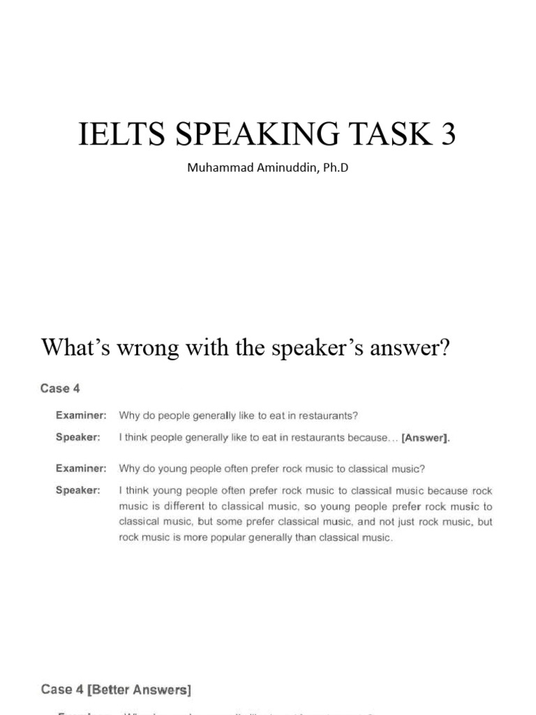 Ielts Speaking Task 3 | PDF