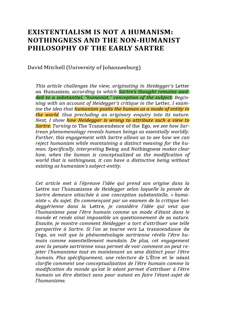 Existentialism Is Not A Humanism | PDF | Existentialism | Martin Heidegger