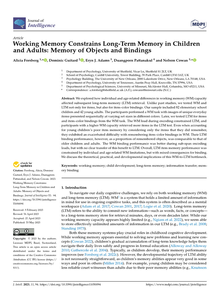 Working Memory Constrains Long | PDF | Long Term Memory | Working Memory