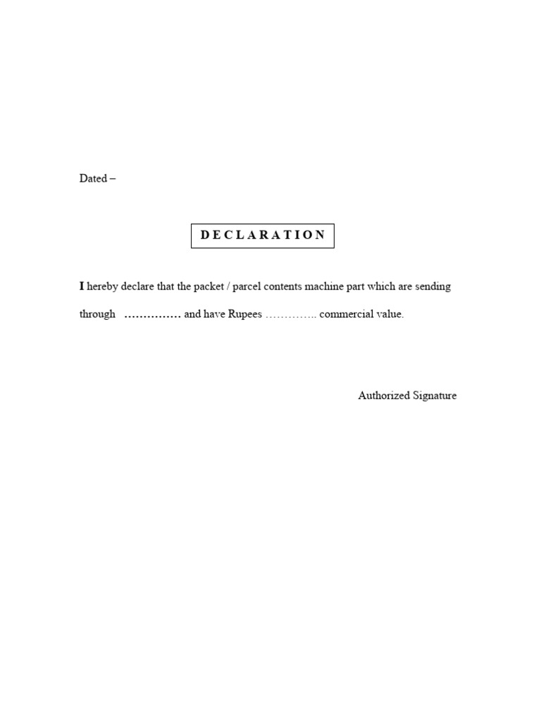 Declaration Form For Courier Services | PDF | Business