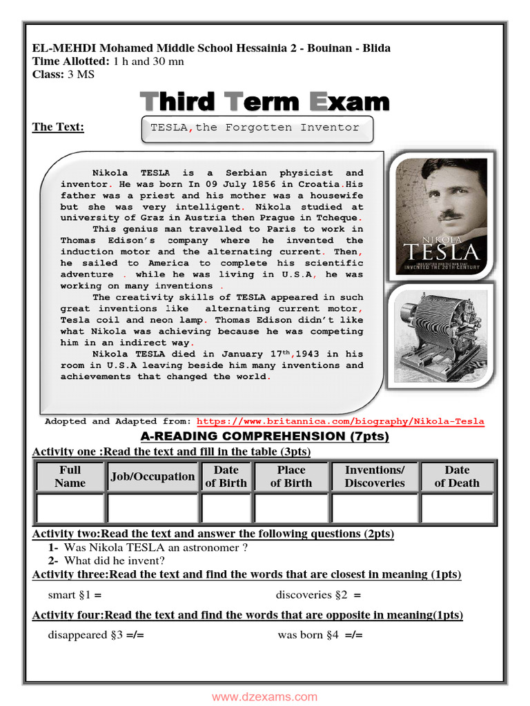 Dzexams 3am Anglais 2892280 | PDF | Science