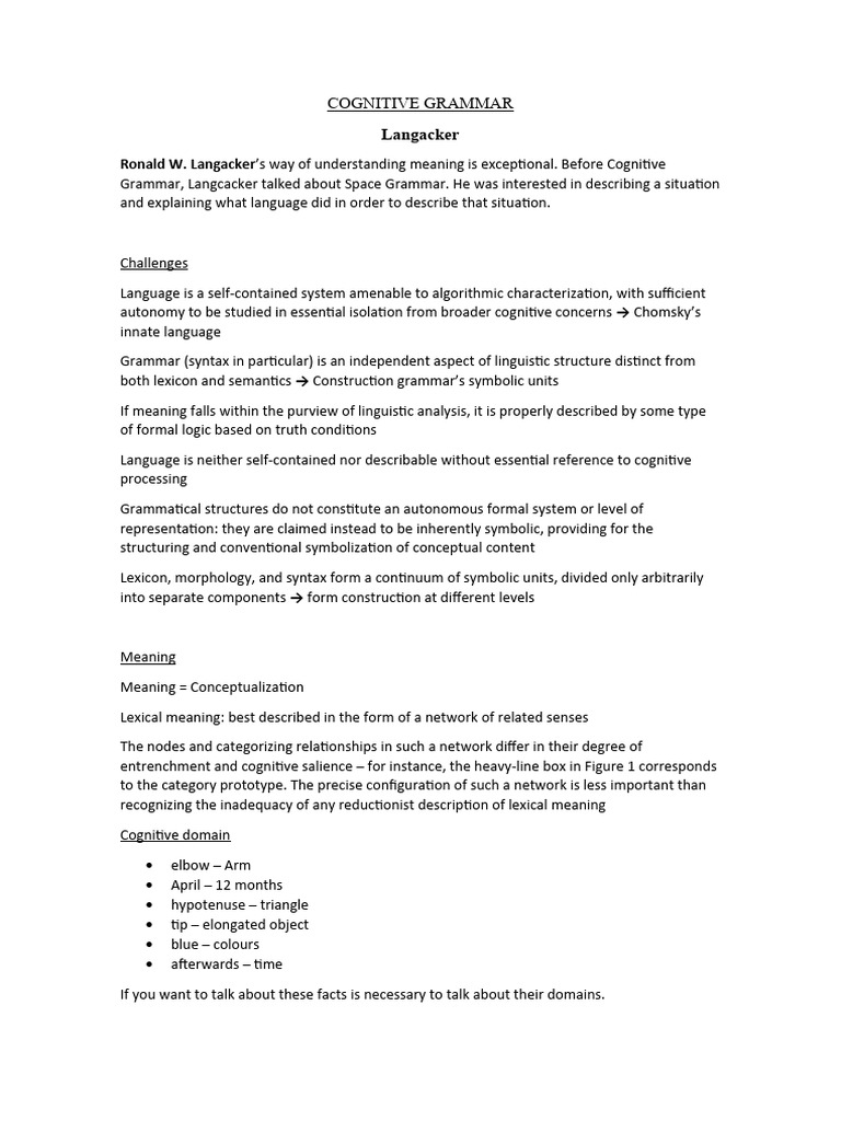 Cognitive Grammar | PDF | Semantics | Semiotics