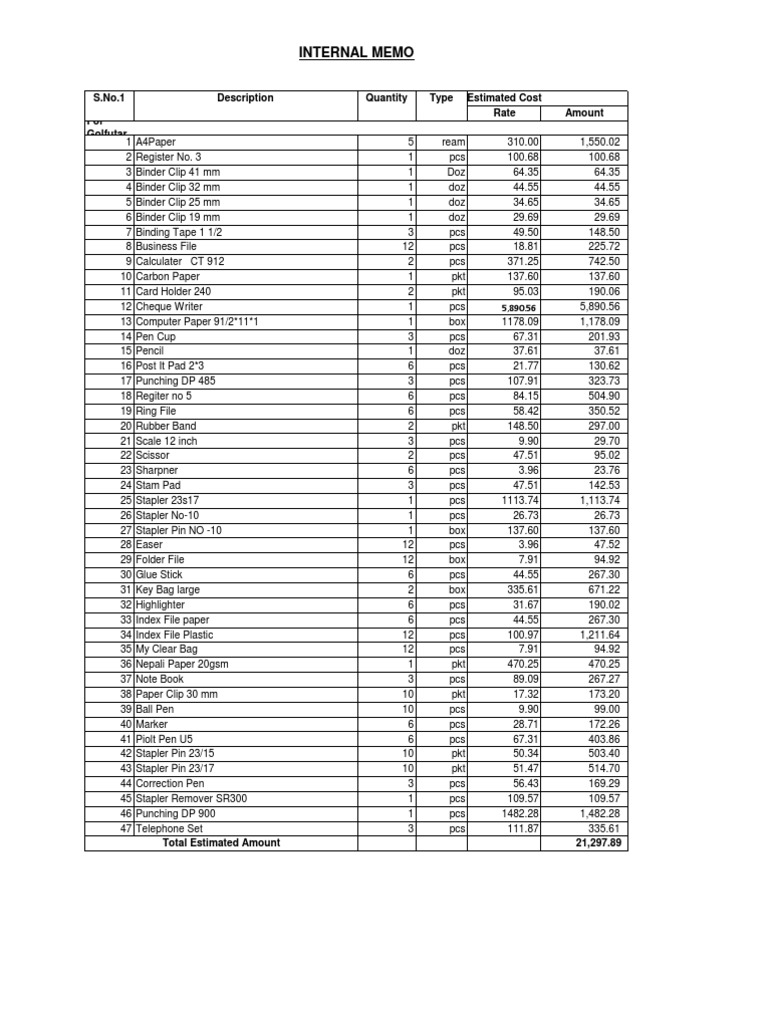 Cheque Writer Purchase Estimate in Nepal | PDF | Home & Garden