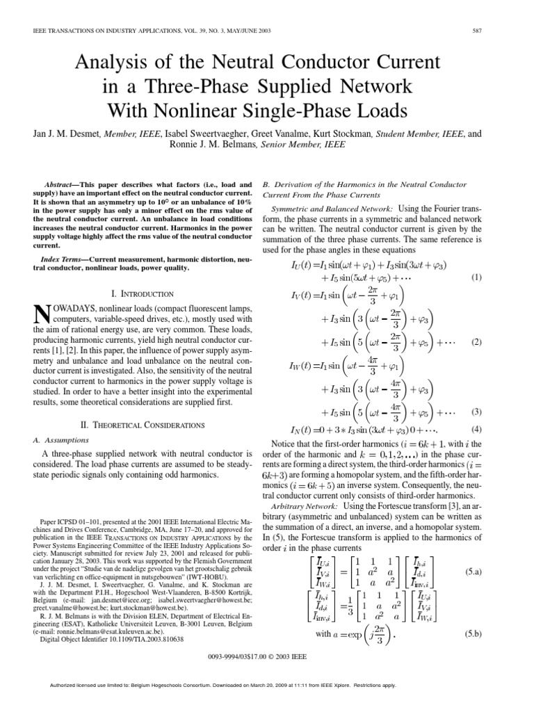 IEEE Neutral+Conductor+Current | PDF | Root Mean Square | Amplitude