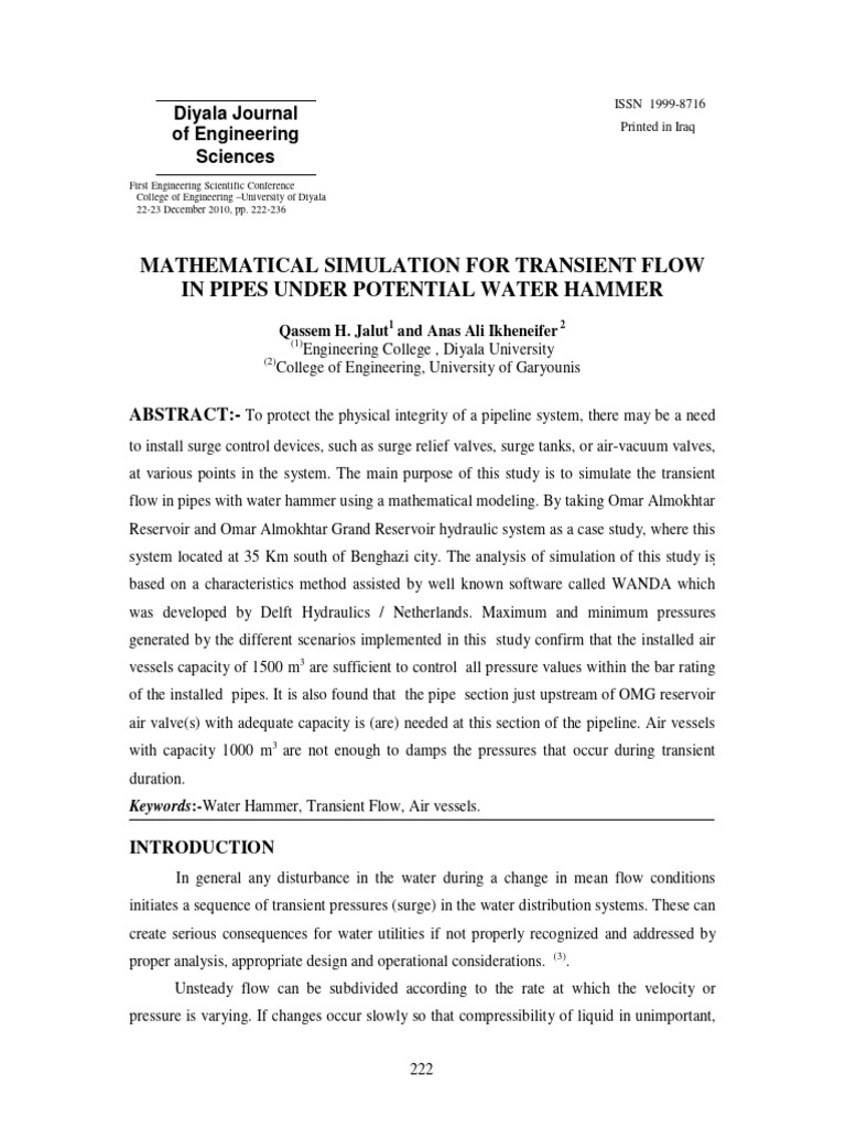 Mathematical Simulation For Transient FL | PDF | Pump | Waves