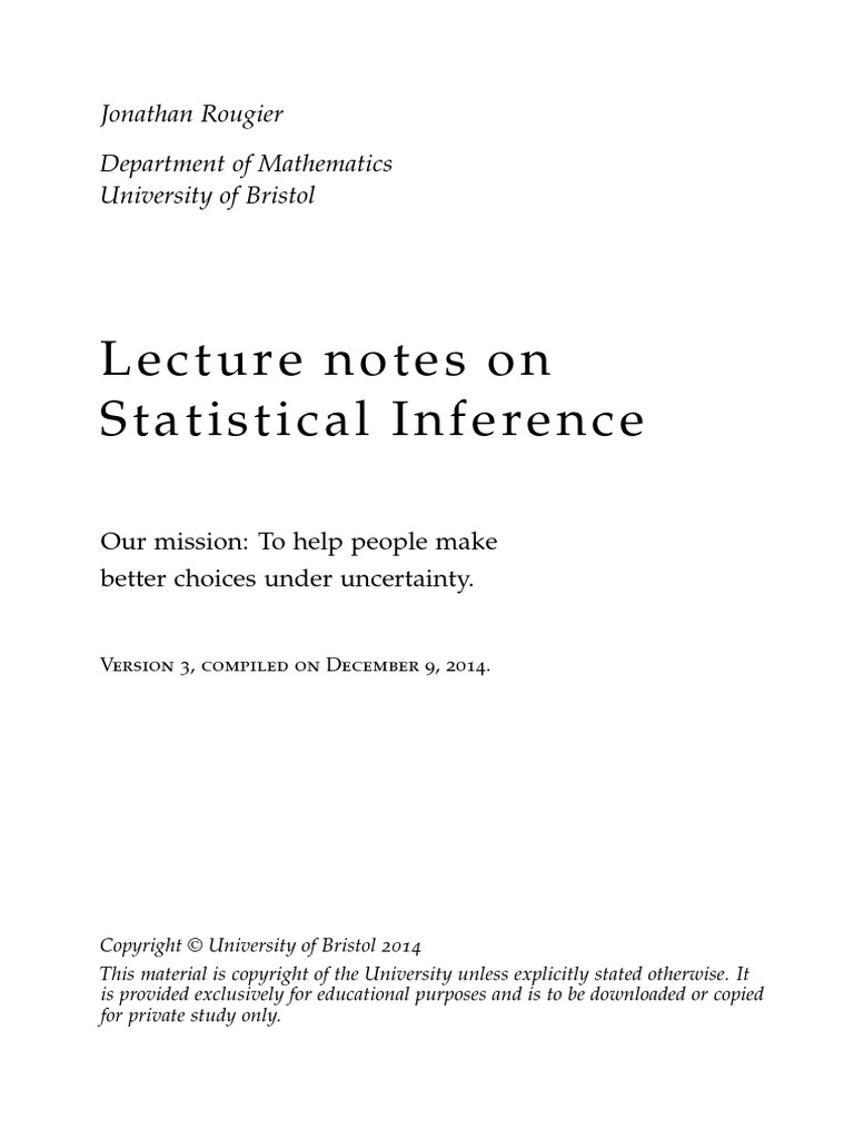 apts_si | PDF | Statistical Inference | Expected Value