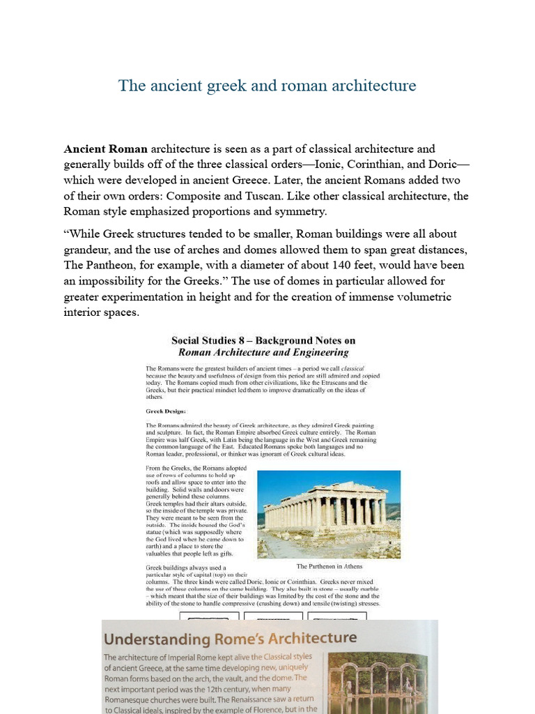 The ancient greek and roman architecture | PDF | Column | Ancient Greece