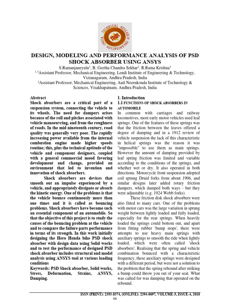 Design, Modeling and Performance Analysis of PSD Shock Absorber Using ...