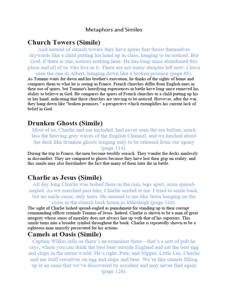 Metaphors and Similes & Characters | PDF | Mother