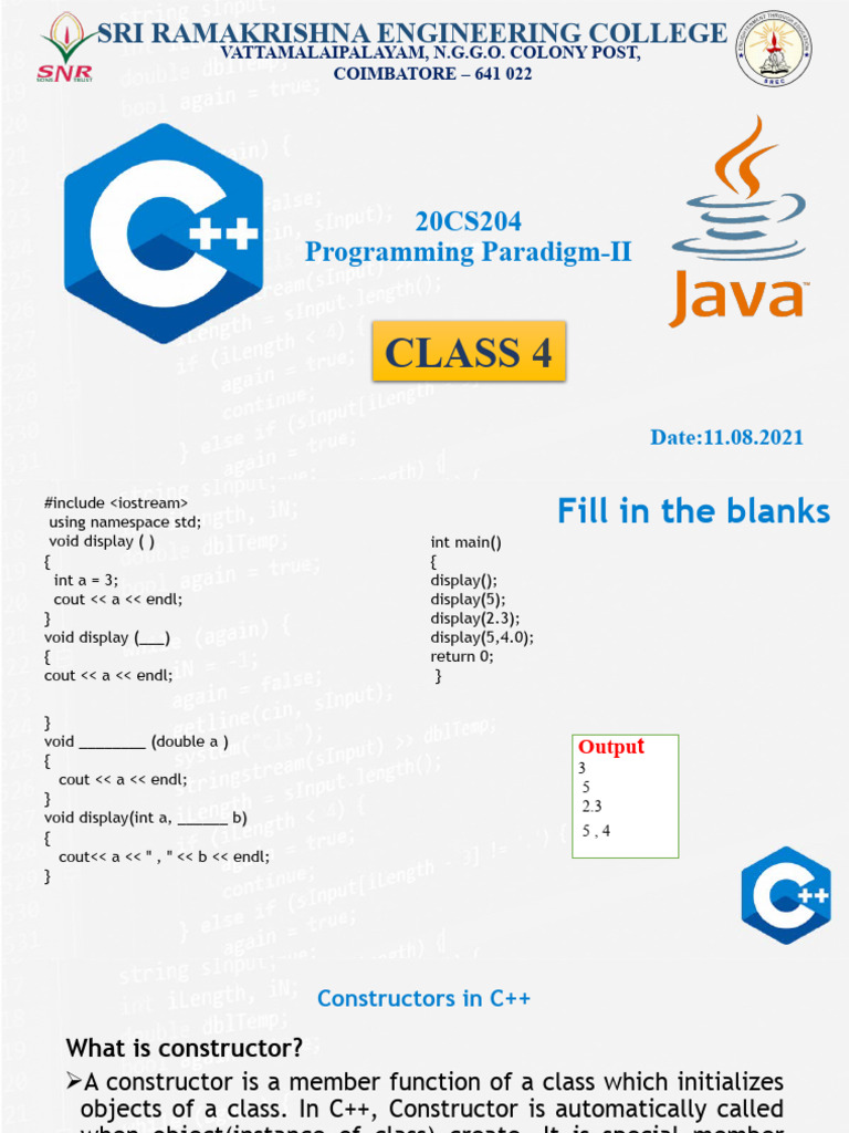 C++ Programming: Constructors & Inheritance | PDF | Constructor (Object Oriented Programming ...