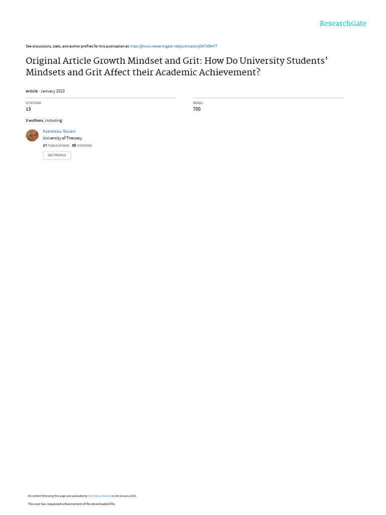 Growth Mindset - Grit 0 | PDF | Grit (Personality Trait)