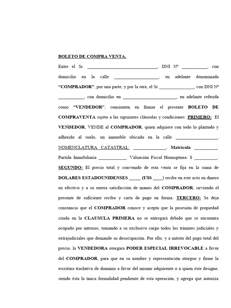 Boleto de Compra Modelo | PDF | Derecho