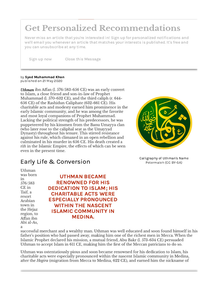 Caliph Usman | PDF | Ali | Abrahamic Religions