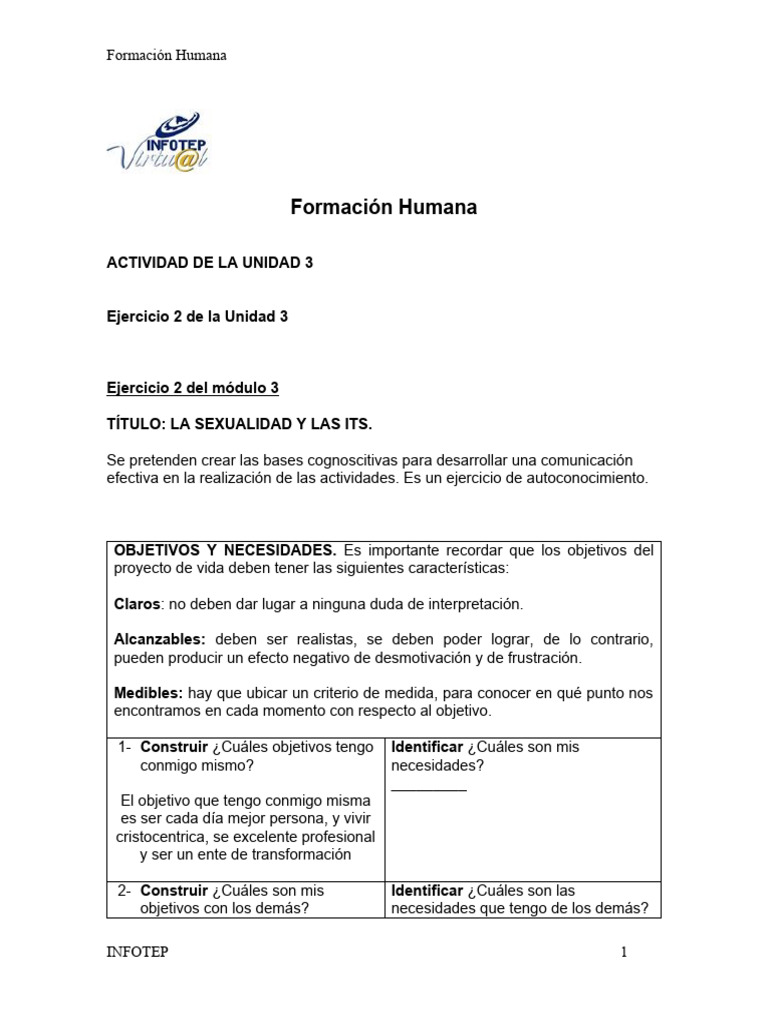 Formacion Humana Actividad 2 de La Unidad 3 | PDF