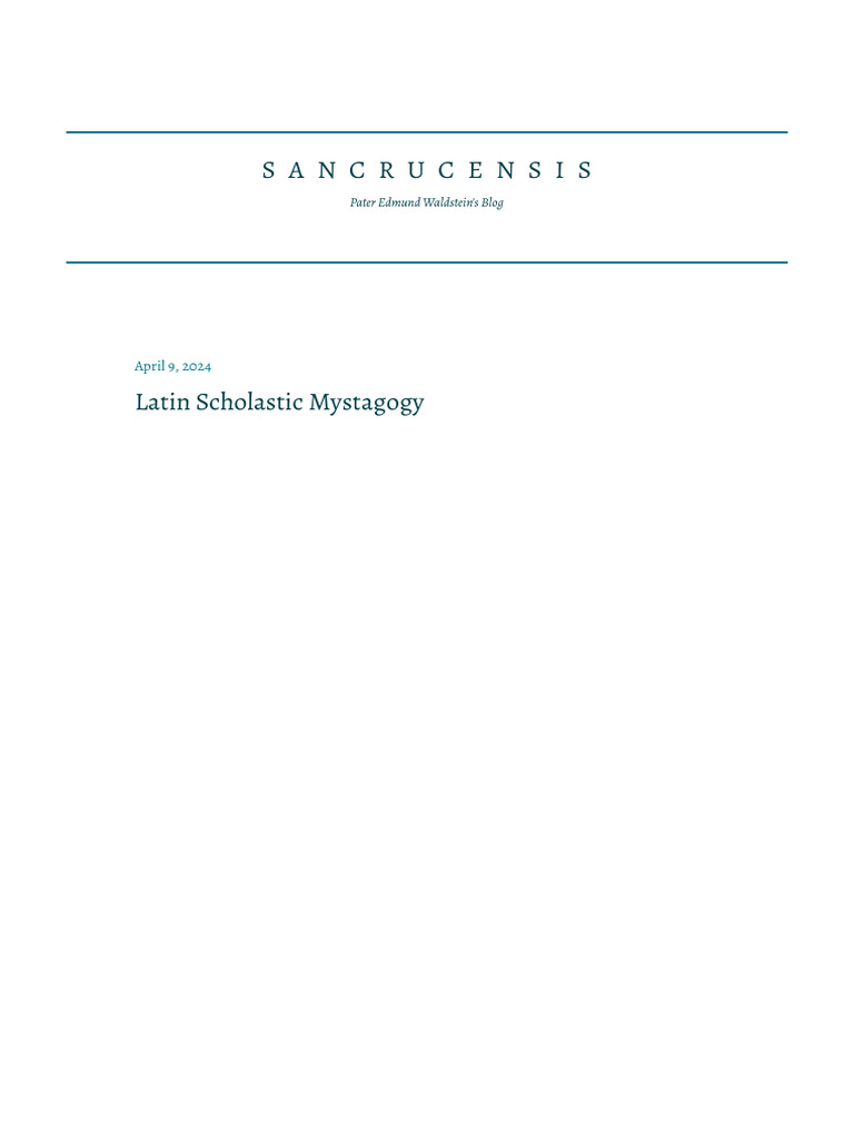 Latin Scholastic Mystagogy - Sancrucensis | PDF | Mass (Liturgy) | Catholic Church
