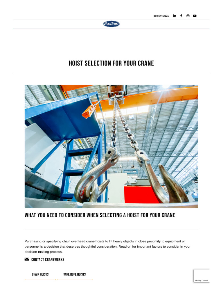 Crane Hoist Selection CraneWerks | PDF | Crane (Machine) | Mains Electricity