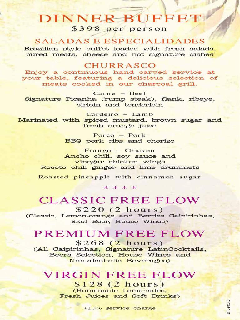 Braza Lunch Dinner Menu PDF 1529985651 | PDF | Drink | Lunch