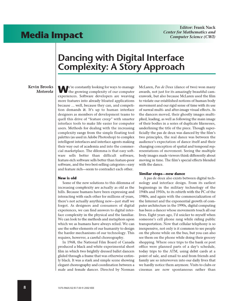 2002 - Dancing With Digital Interface Complexity - A Story Approach ...