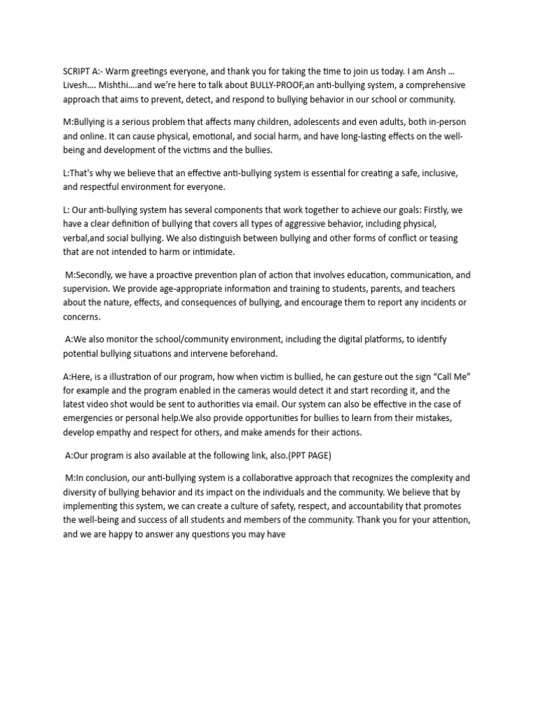 Final script | PDF | Bullying | Psychological Concepts