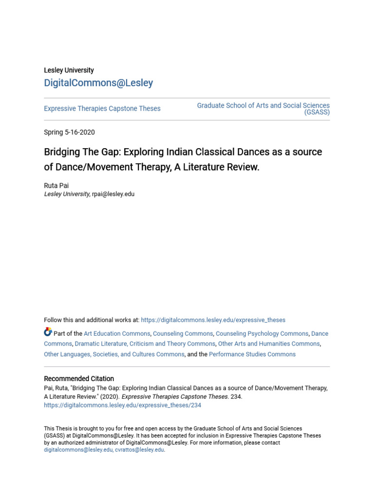 Bridging The Gap - Exploring Indian Classical Dances As A Source o | PDF | Dances | Psychotherapy