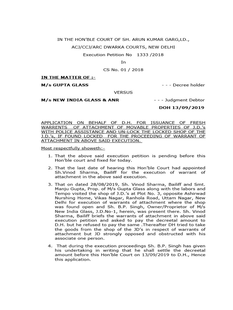 Application for Police Assistance in Warrant Execution | PDF ...